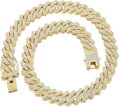 Cuban Link Chain For Men Women Iced Out Silver Gold Rose Gold Miami Cuban Necklace Bling Diamond