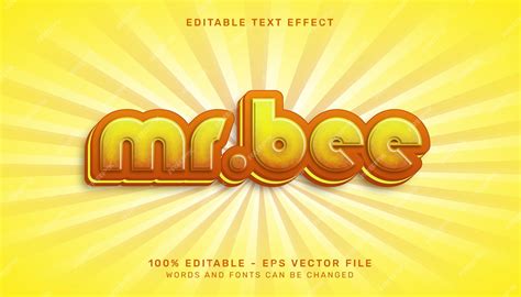 Premium Vector Mr Bee 3d Effect Editable Text Effect