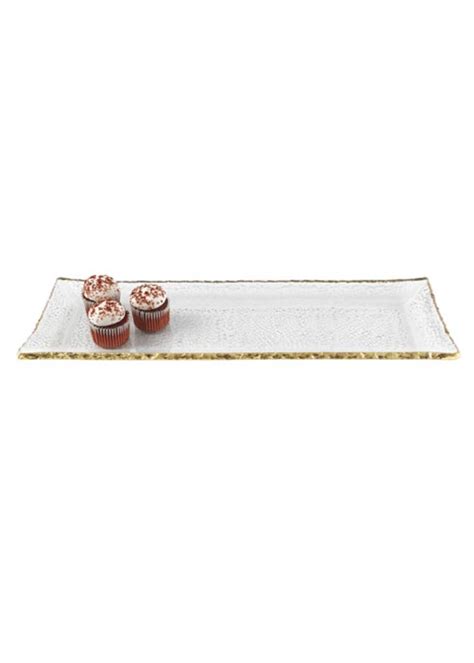 Badash Gold Edge Rectangular Glass Serving Tray The Kitchen Table