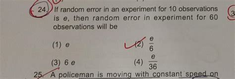 3 24 if random error in an experiment for 10 obser physics
