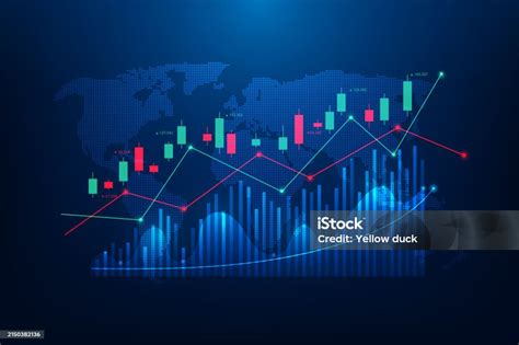 금융 경제 그래프 성장 거래 통하고 있는 세계지도 파란 배경 차트 화살표 주식 시장 위아래 기술 디지털 사업 투자 돈 이익 벡터 일러스트 환상적인 디자인입니다