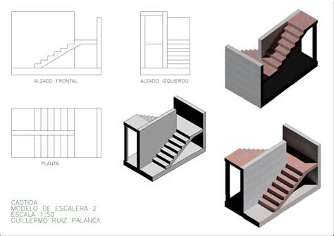 Modelo De Escalera En 2 Tramos 2 Guillermo Ruiz P Modelos De Escaleras Planos De Casas