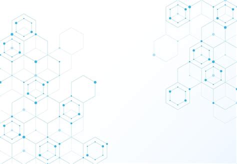 기술 배경 및 과학 스타일 의료 디자인 벡터 일러스트 레이 션의 추상 육각 분자 구조 프리미엄 벡터