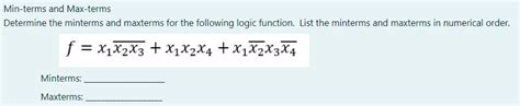 Solved Min Terms And Max Termsdetermine The Minterms And