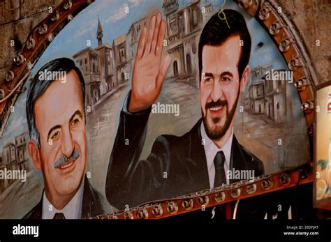 Portrait Of Deceased President Hafiz Al Assad And His Eldest Son Bassel