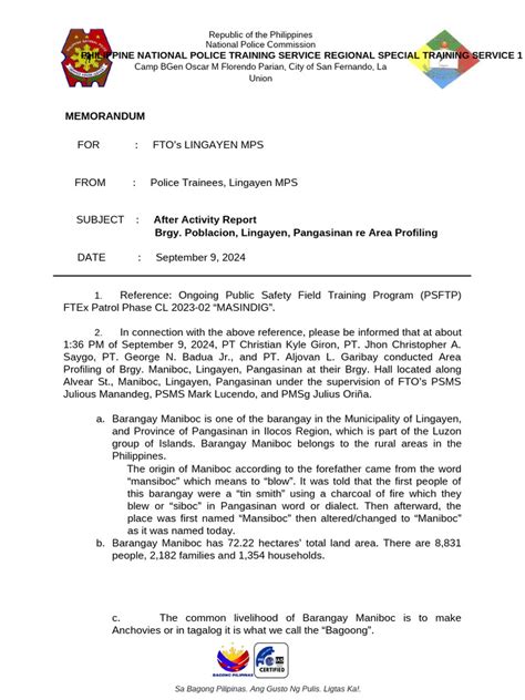 Area Profiling Barangay Maniboc Pdf Philippines