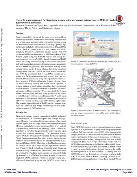 Pdf Towards A New Approach For Time Lapse Seismic Using Permanent Seismic Source Across And
