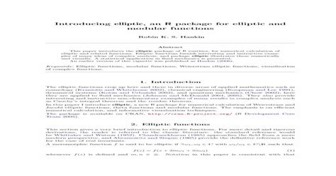 Pdf Introducing Elliptic An R Package For Elliptic And Modular Functions Dokumen Tips