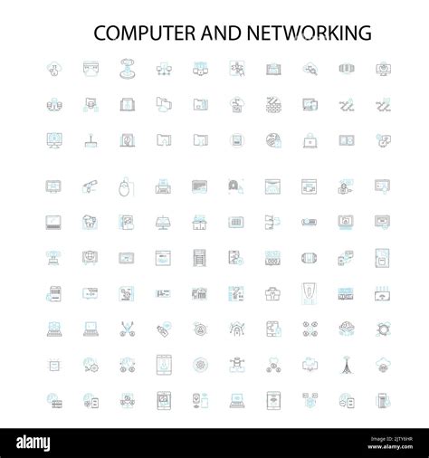 Computer And Networking Icons Signs Outline Symbols Concept Linear Illustration Line