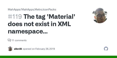 The Tag Material Does Not Exist In Xml Namespace Metro