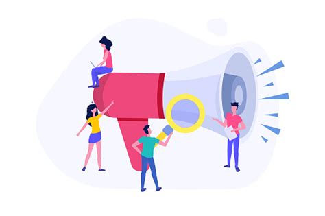 추천 마케팅 친구 벡터 일러스트 개념을 참조하십시오 방문 페이지 모바일 앱에 사용할 수 있습니다 고객에 대한 스톡 벡터 아트 및