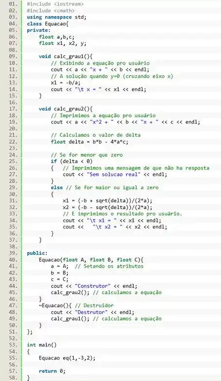 Crie Uma Classe Chamada E Q U A C A O Onde Se O Construtor R