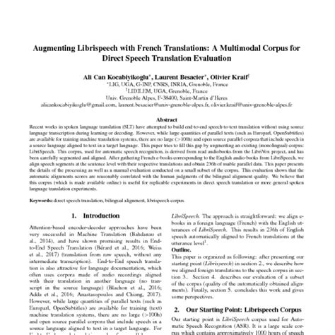 augmenting librispeech with french translations a multimodal corpus