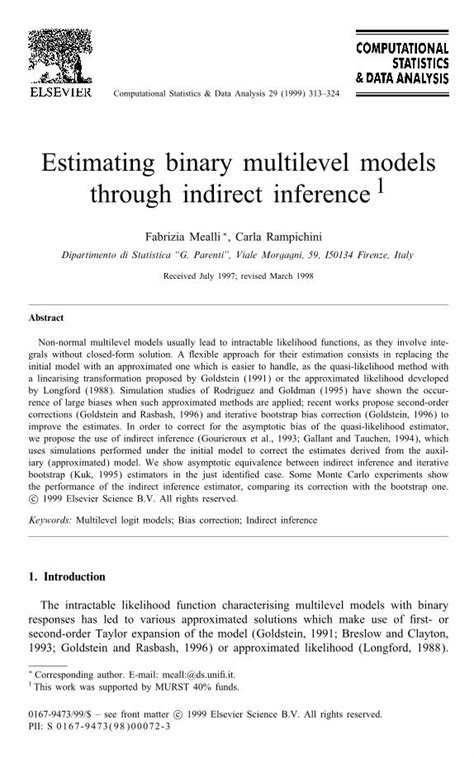 Pdf Estimating Binary Multilevel Models Through Indirect Inference Dokumentips