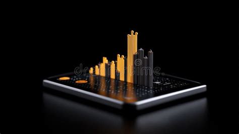 Dynamic Data Visualization With Vibrant Bars On A Sleek Device Screen Stock Illustration