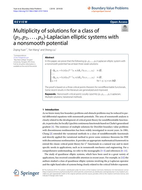Pdf Multiplicity Of Solutions For A Class Of P 1 P 2 … P N P {1} P {2} Ldots P {n