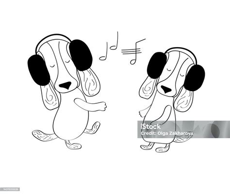 흰색 배경에 손으로 그린 낙서 귀여운 닥스훈트 행복한 개 인쇄물 의류 포장 및 엽서에 대한 평면 벡터 삽화 갈색에 대한 스톡 벡터 아트 및 기타 이미지 Istock