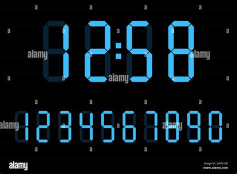 Digital Clock Numbers Set Electronic Figures Digital Calculator Numbers Vector Illustration