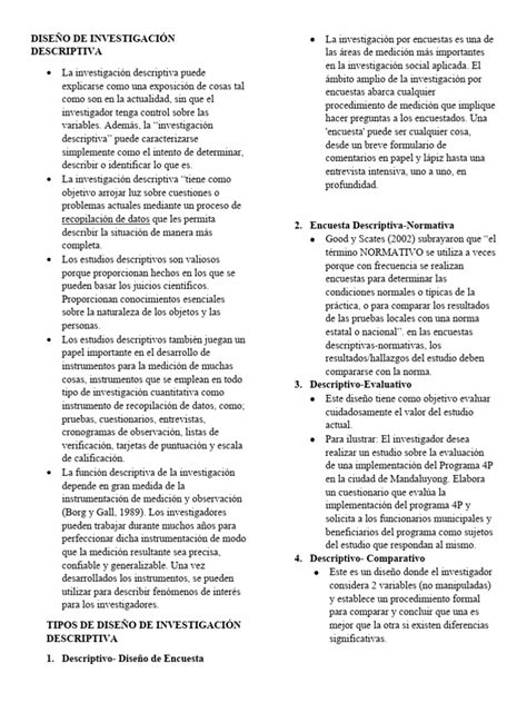 Diseño De Investigación Descriptiva Pdf Metodología De Encuesta