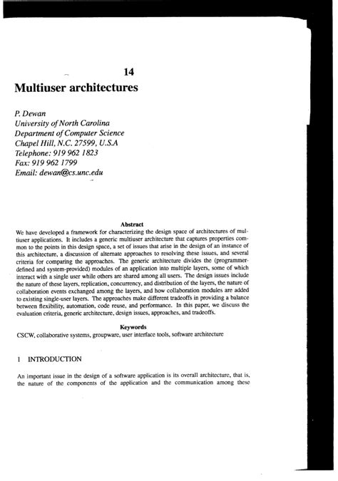 Pdf Multiuser Architectures