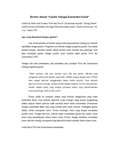 Gender Konstruksi Sosial Pdf Ilmu Sosial