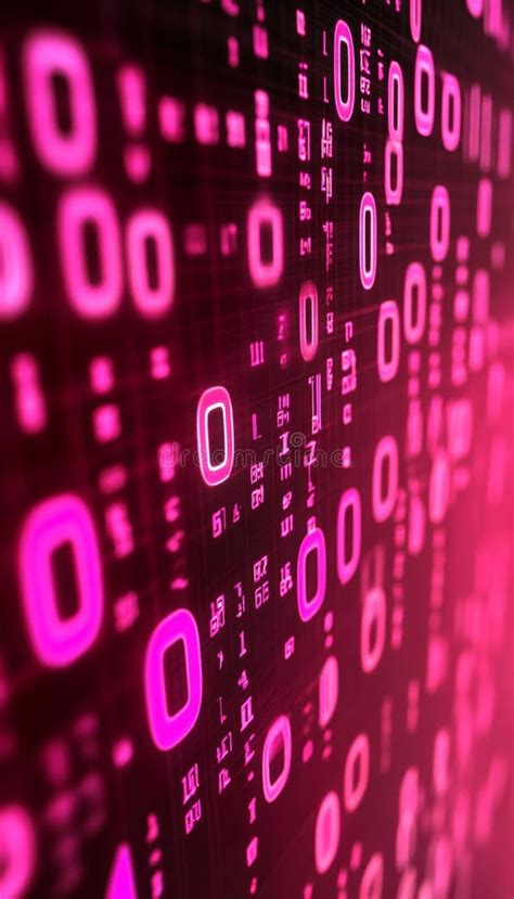 Binary Code Data Stream Digital Technology Background With Pink Digits Big Data Flow Analysis