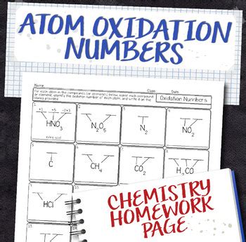 Oxidation Numbers Within A Compound Chemistry Homework Worksheet