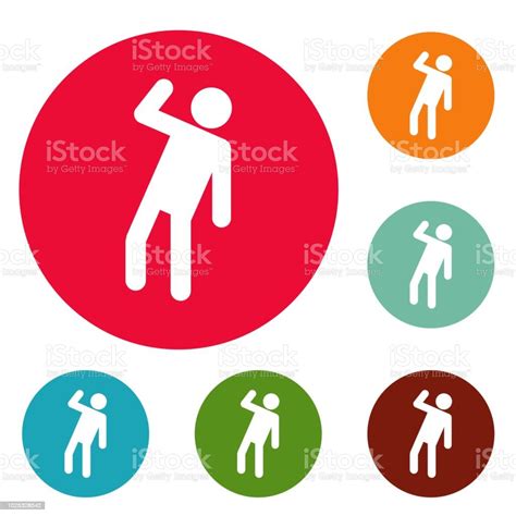 스틱 그림 Stickman 원형 아이콘 벡터 세트 개념과 주제에 대한 스톡 벡터 아트 및 기타 이미지 개념과 주제 끈적거리는 날씨 Istock