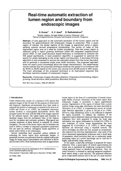 Pdf Real Time Automatic Extraction Of Lumen Region And Boundary From