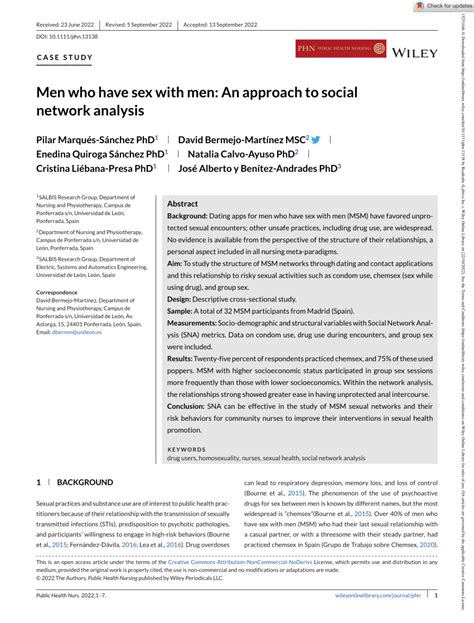 PDF Men Who Have Sex With Men An Approach To Social Network Analysis