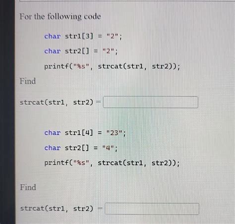 solved for the following code char