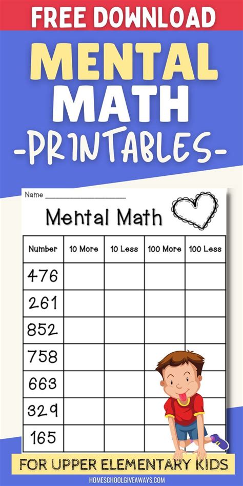Free Printable Mental Math Worksheet Mental Maths Worksheets Mental