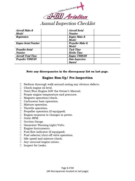 Cessna Annual Inspection Checklist Pdf Leak Carburetor