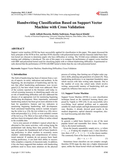 Pdf Handwriting Classification Based On Support Vector Machine With Cross Validation