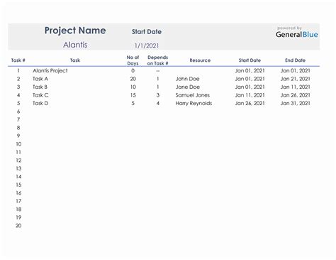 Microsoft Project Plan Template Excel