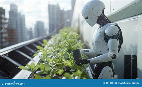 Ai Robot Tending Plants In Greenhouse Royalty Free Stock Image 321653740