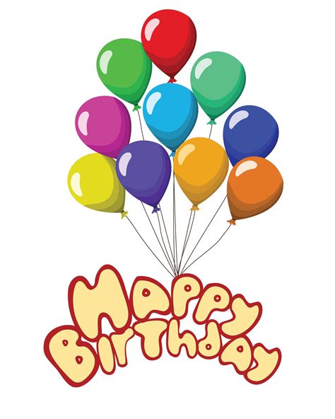 Feliz Cumpleaños Globos De Texto Cintas Aisladas Sobre Fondo Blanco