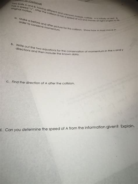 Solved Two Balls A And B Having Different And Unknown