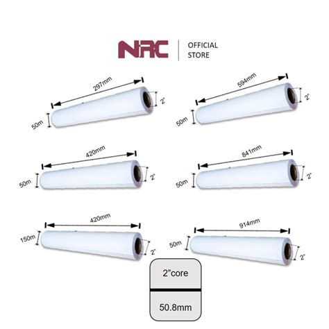 Nerico Plain Roll Plotter Paper A3 A2 A1 A0 A0 297 420 594 841 914 Mm 50 Meter 80