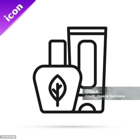 흰색 배경에 고립 된 검은 줄 연고 크림 튜브 의학 아이콘 튜브 용기 치약 크림 기호 벡터 건강 진단에 대한 스톡 벡터 아트 및