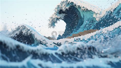 像素风大海的海浪插画图片下载 正版图片402479219 摄图网