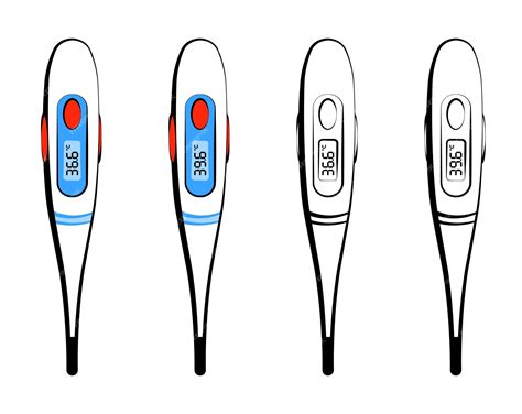 Premium Vector Electronic Thermometer With A Normal Body Temperature Of 366 And Elevated 396