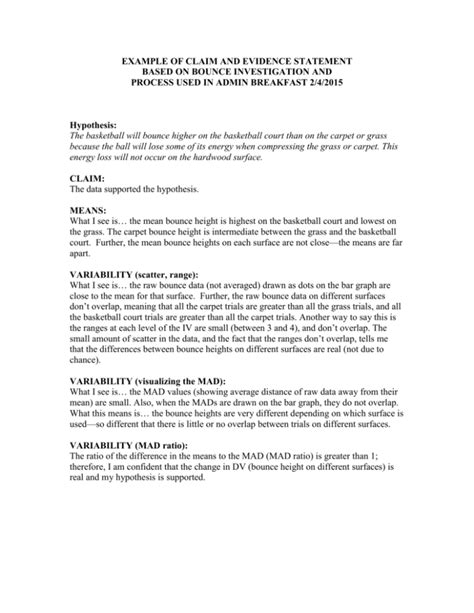 Claim And Evidence Bounce Investigation Example