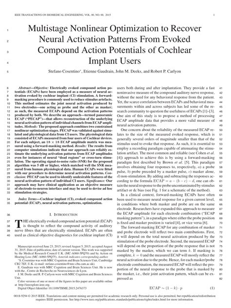 Pdf Multistage Nonlinear Optimization To Recover Neural Activation Patterns From Evoked