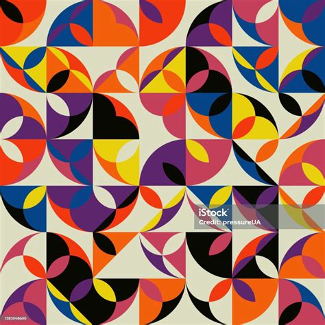 추상 벡터 기하학적 모양과 요소로 만든 중반 세기 영감 그래픽 패턴 아트 0명에 대한 스톡 벡터 아트 및 기타 이미지 0명