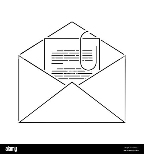 Mail With Attachment Icon Thin Line Design Vector Illustration Stock