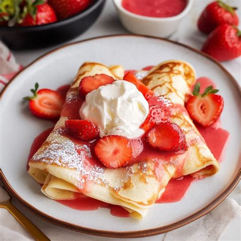 Classic Strawberry Crepes With Whipped Cream Recipes By Clare