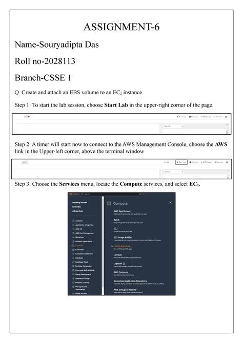 Cc Assign Cloud Computing Lab Materials For Aws Assignment Name Souryadipta Das Roll No