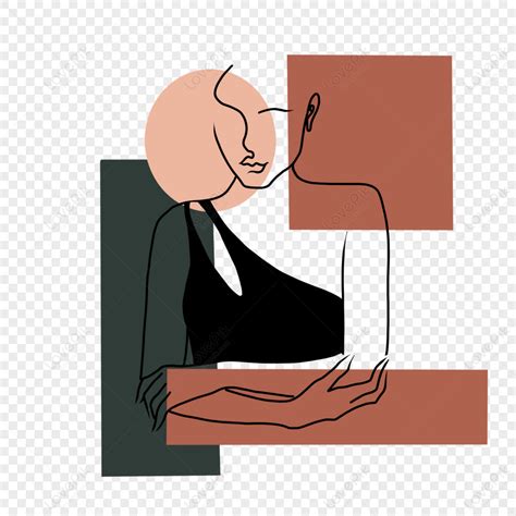 절반 길이 추상 라인 드로잉 패션 일러스트 여자포스터최소 Png 일러스트 무료 다운로드 Lovepik