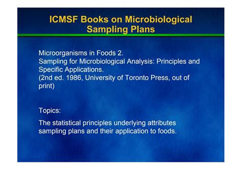 Solution Icmsf Presentation Microbiological Sampling Plans Studypool